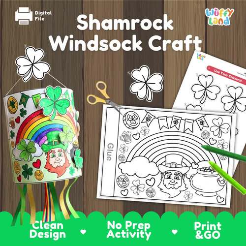 St. Patrick's Day Windsock Craft - March Pot of Gold & Rainbow Activity