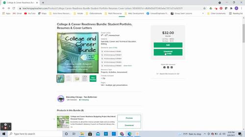 College & Career Readiness Bundle: Student Portfolio, Resumes & Cover ...