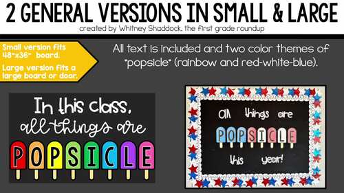 Popsicle Bulletin Board Set with 3 Wording Options for July | TPT