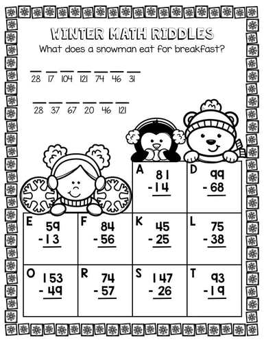 Winter Math Worksheets | Addition & Subtraction | Print & Google Classroom