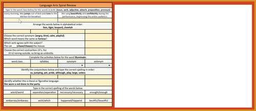 NO PREP - Spiral Language Art Review Pizza by Juliane Hodkinson