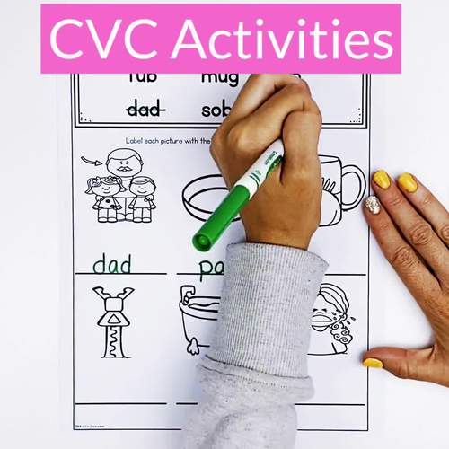 CVC Word Unit: Worksheets and Centers by Mrs V's Chickadees | TPT