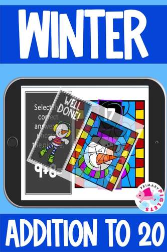 WINTER MATH BOOM CARDS | WINTER ADDITION by Primary Piglets | TPT