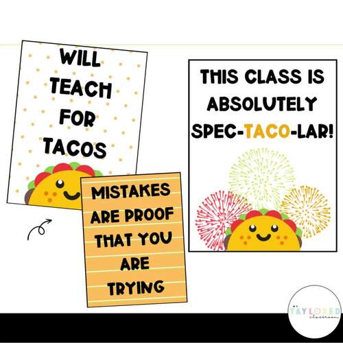 Tacos Classroom Posters | Taco Classroom Decor by My Taylored Classroom