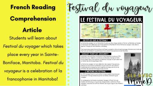 Festival du voyageur French Reading Comprehension or compréhension de ...