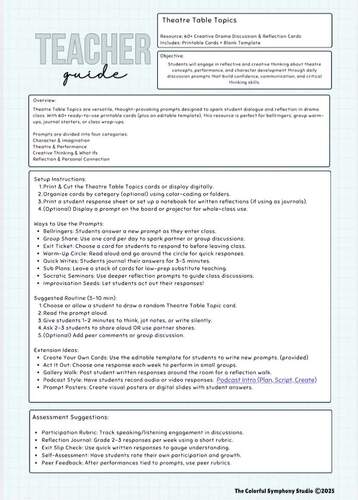 Theatre Table Topics: 60+ Creative Discussion Cards for Drama Class