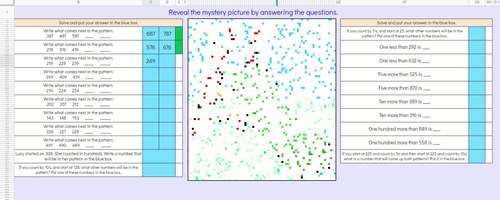 Digital Math Pixel Art Mystery Picture 2nd Grade 2.NBT.2 Skip Counting ...