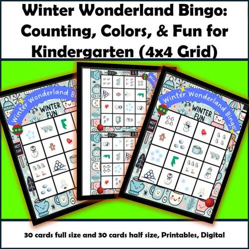 Winter Wonderland Bingo: Counting, Colors, & Fun for Kindergarten (4x4 ...