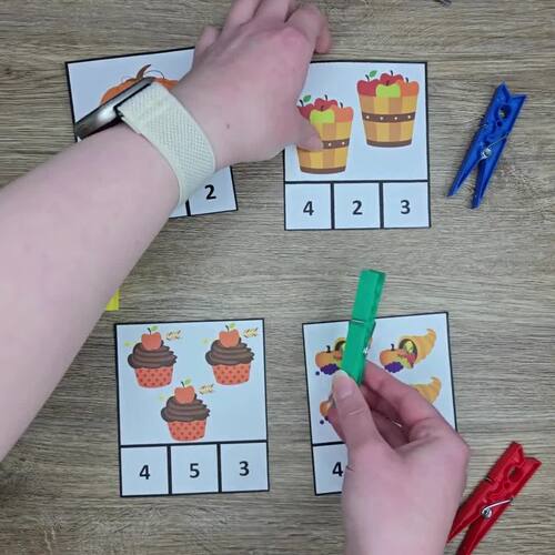 Thanksgiving Number Clip Cards by HH Fun and Learning | TPT