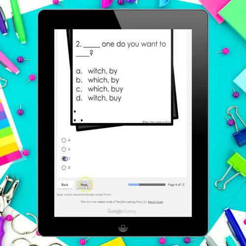 Grammar Practice Digital Color By Code Homophones for Google Forms