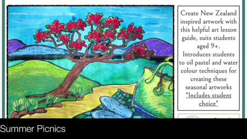 Art project SUMMER BEACHES NZ Pōhutukawa Picnic 3rd - 5th grade | TPT