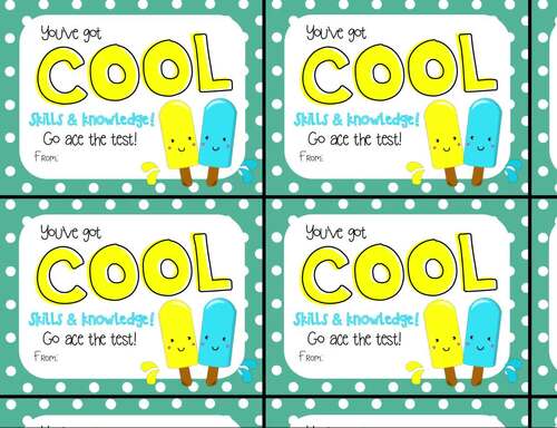 Popsicle Testing Motivation Treat Tag- You've got COOL skills & knowledge!