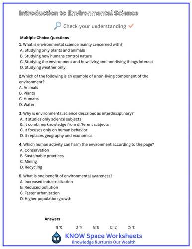 Intro to Environmental Science: Human–Environment Interaction Worksheet