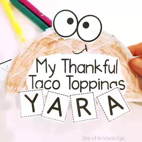 Thankful Social Skills Craft | SEL Activities | Taco by Sea of Knowledge