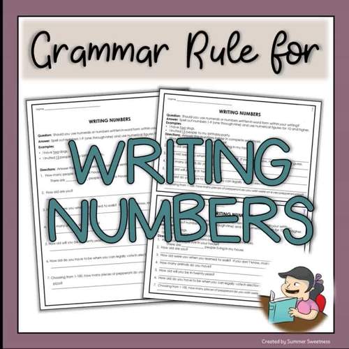 Writing Numbers Grammar Rule BUNDLE by Summer Sweetness | TPT