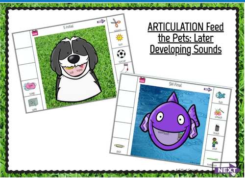 Articulation Feed the Animals later developing sounds by A Gift of Speech