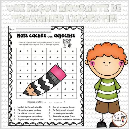 French Adjectives Word Search | Mots cachés des adjectifs by Caroline ...