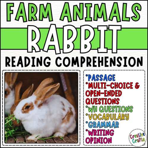 Rabbit Farm Animals Reading Comprehension Passage and Questions 3rd Grade