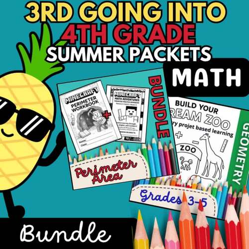 Summer Packet 3rd Going Into 4th Grade | Minecraft & Zoo Perimeter Math ...