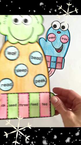Winter vowel teams phonics crafts AI AY EE EA IE IGH OA OE OW activities