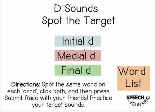 D Sound Articulation Boom™ Cards | Spot the Target D Sounds | TPT