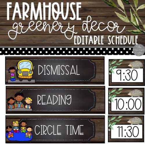 EDITABLE Schedule | Farmhouse Greenery Theme by moonlight crafter by ...