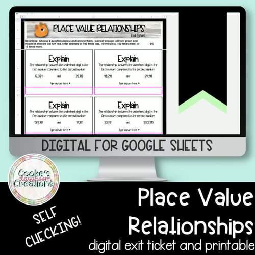 Place Value Relationship Digital Exit Ticket/Quiz and Printable | TPT