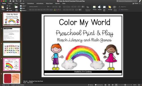 Color My World: Preschool Literacy and Math Print & Play by Echo and ...
