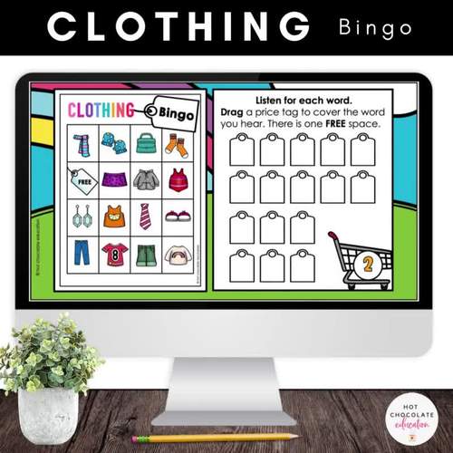 Clothes Digital BINGO Game - Clothing Vocabulary Building - Google Slides™