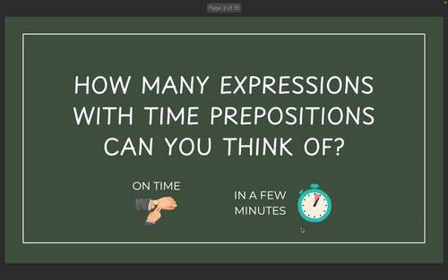 Prepositions of Time Lesson: (on, in, at) for Advanced Students | TPT