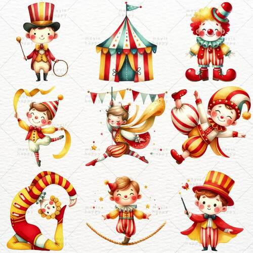 Wonderful Circus Watercolor Clipart PNG by Adorable Clipart | TPT