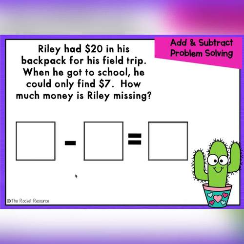 Addition and Subtraction Valentines Word Problems within 100 BOOM ...