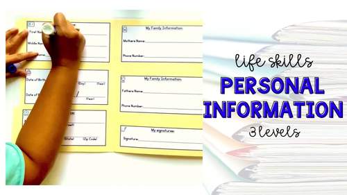Life Skills | Editable Personal Information | Special Education | TPT