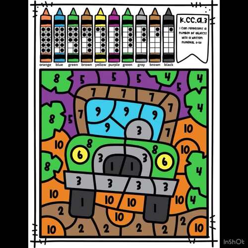 Kindergarten Subitizing to 10 Color by Code Worksheets – Safari Theme