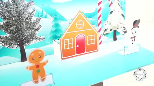 Gingerbread House Scene 3D Craftivity - 100% Editable by Creative Lab