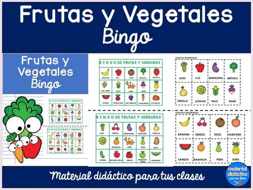 Bingo de Frutas y vegetales | pack de juegos | Spanish Resources