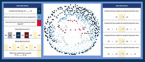 Spiral Math Review for 1st or 2nd grade - Digital Pixels Activity #12