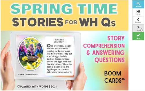 Spring Time Short Stories for WH Questions BOOM CARDS™ by Playing with ...