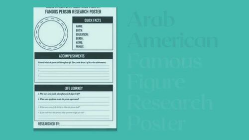 Arab American Heritage Month Biography Research Poster | Famous Arab ...