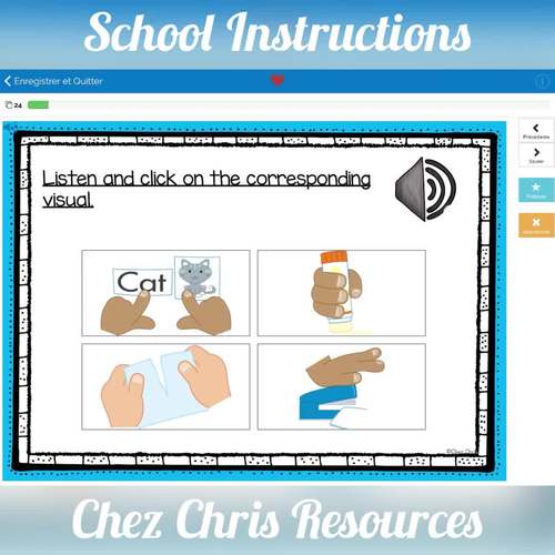 School Instructions Vocabulary with Boom Cards™: Listen and Click - Deck 4