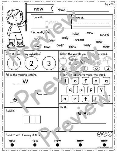 Fry's Second Sight Word List #101-200 Practice Worksheets and Flash ...