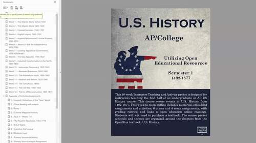 US History I - 16-week OER Instructor Course & Activity Guide by ...