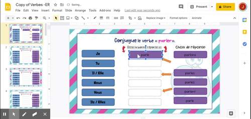 Conjugate 15 French verbs in -ER Present tense Google Slides Grammar ...
