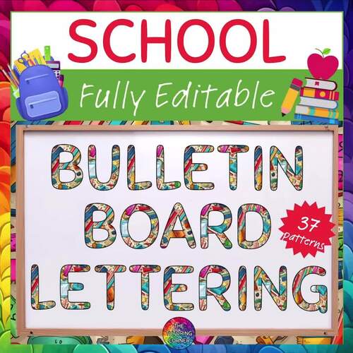 BACK TO SCHOOL Classroom Decor Bulletin Board Lettering, Editable, A-Z, 0-9
