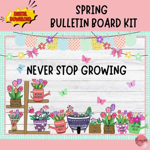 Spring Bulletin Board Kit Door Decor March Board Decor Growth Mindset Decor