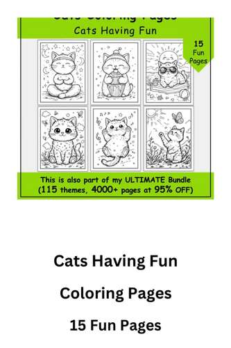 Cats Having Fun Coloring Pages for Kids | Fun Printable Coloring Sheets