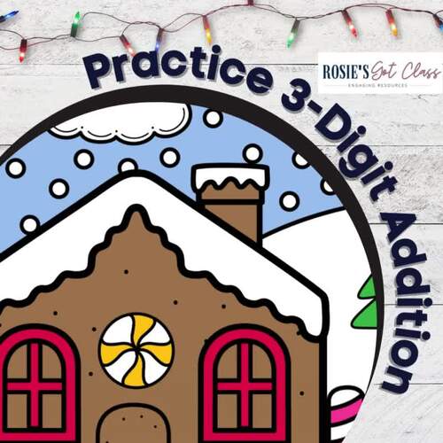 Christmas Gingerbread House Math for 3 digit Addition With & Without ...