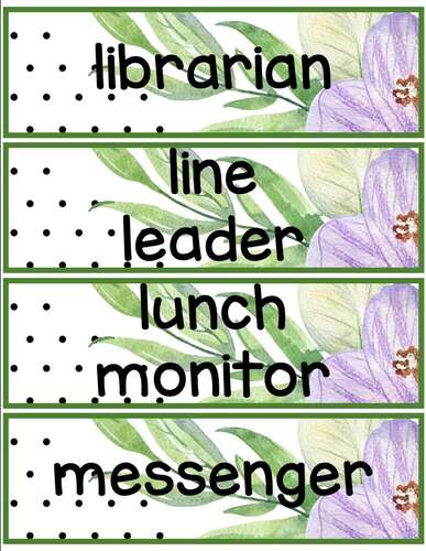 Modern Farmhouse Classroom Jobs Display Calming Watercolor Classroom Decor