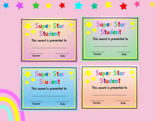 Printable Super Star Student Award, Editable Awesome Student Awards