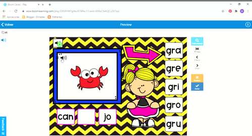 BOOM CARDS: SÍLABAS TRABADAS con GR -Spanish Blends Distance Learning